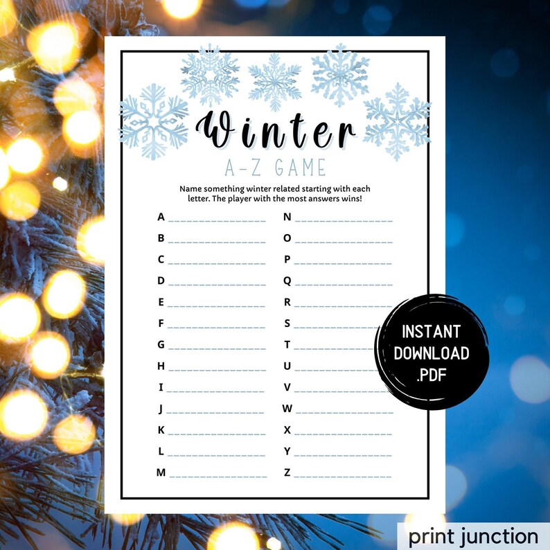 Winter Scattergories A-Z Game, Printable Word Games, Winter Games ...