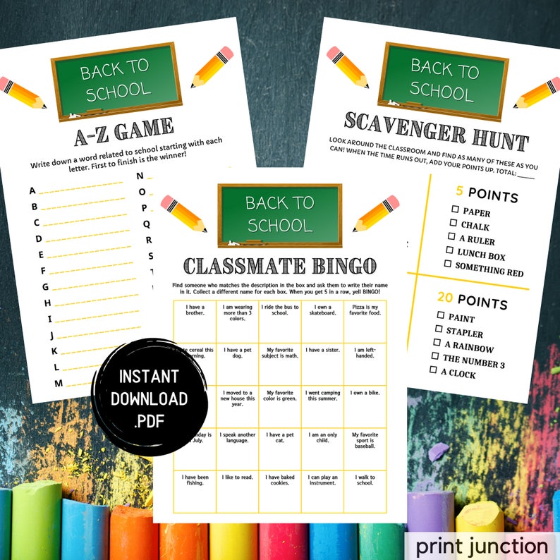 Back to School Games, First Day of School Activities, Printable School ...