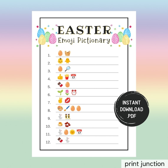 Easter Emoji Pictionary Game Printable Easter Games Emoji - Etsy