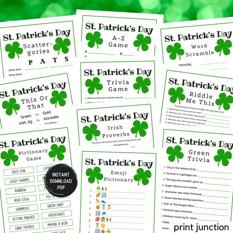 St Patricks Day Games, St Patricks Party Games, St Patrick's Printable ...