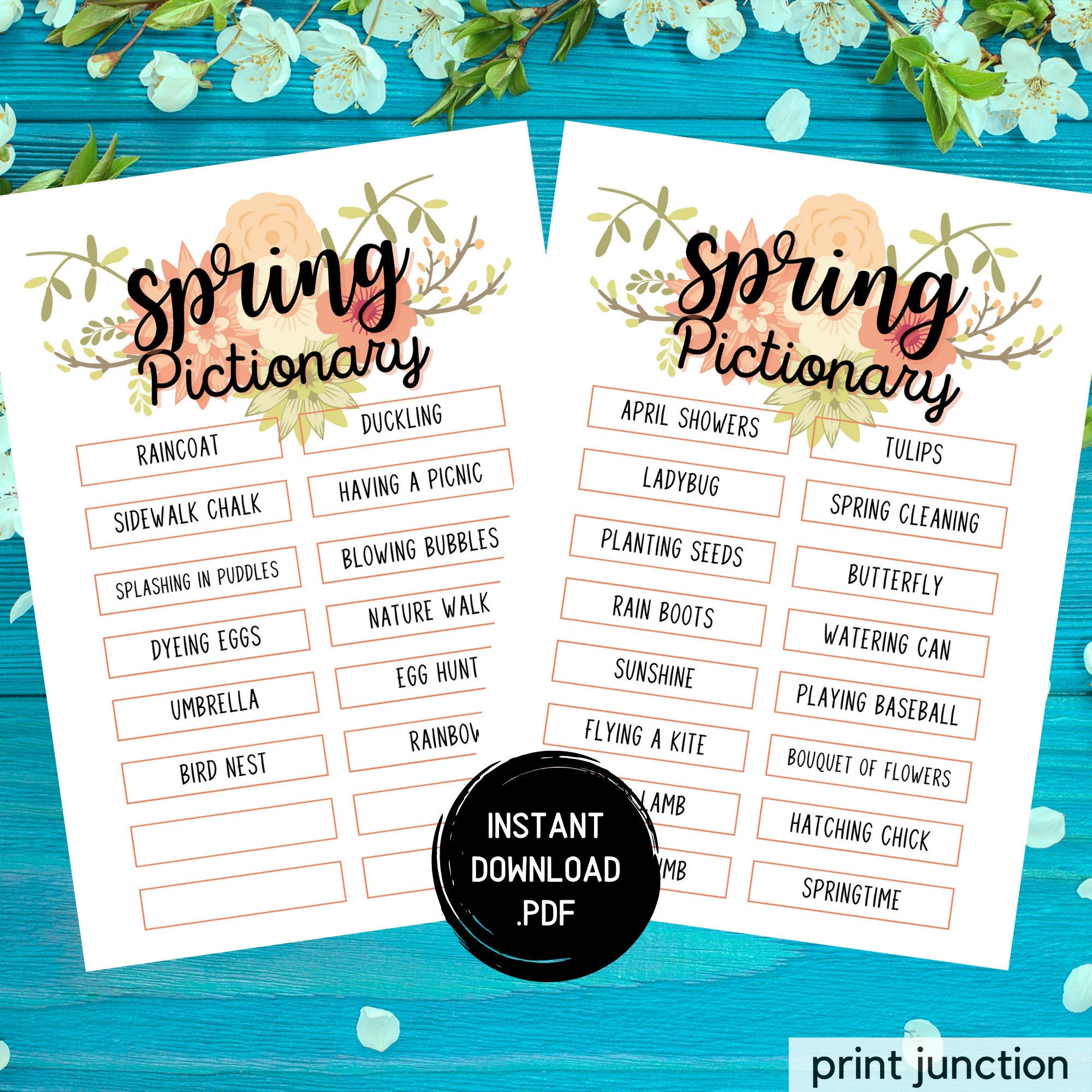 Spring Pictionary Game: Printable Party Activity (instant Download) - Etsy