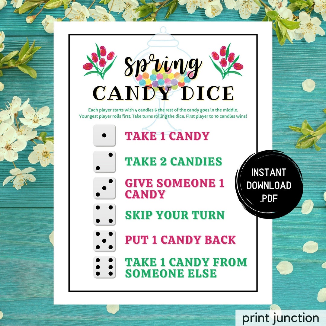 Spring Candy Dice Game: Fun Family Party (digital Download) - Etsy