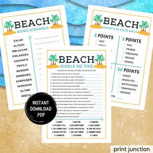 10 Beach Games Bundle, Printable Summer Games, Summertime Activities ...