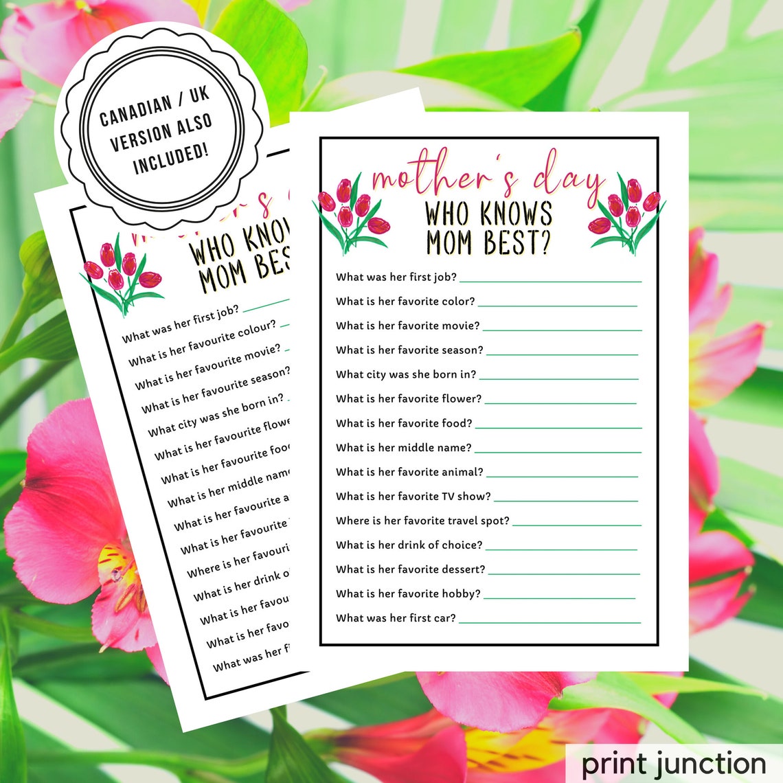 Printable Mothers Day Game, Who Knows Mom Best, How Well Do You Know ...
