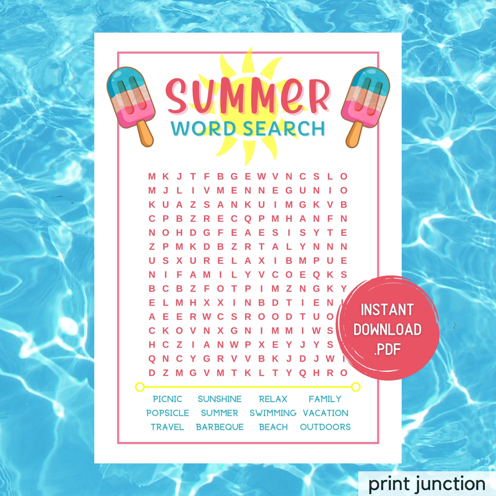 Summer Word Search, Summer Games, Summer Fun Games, Summer Party Games ...