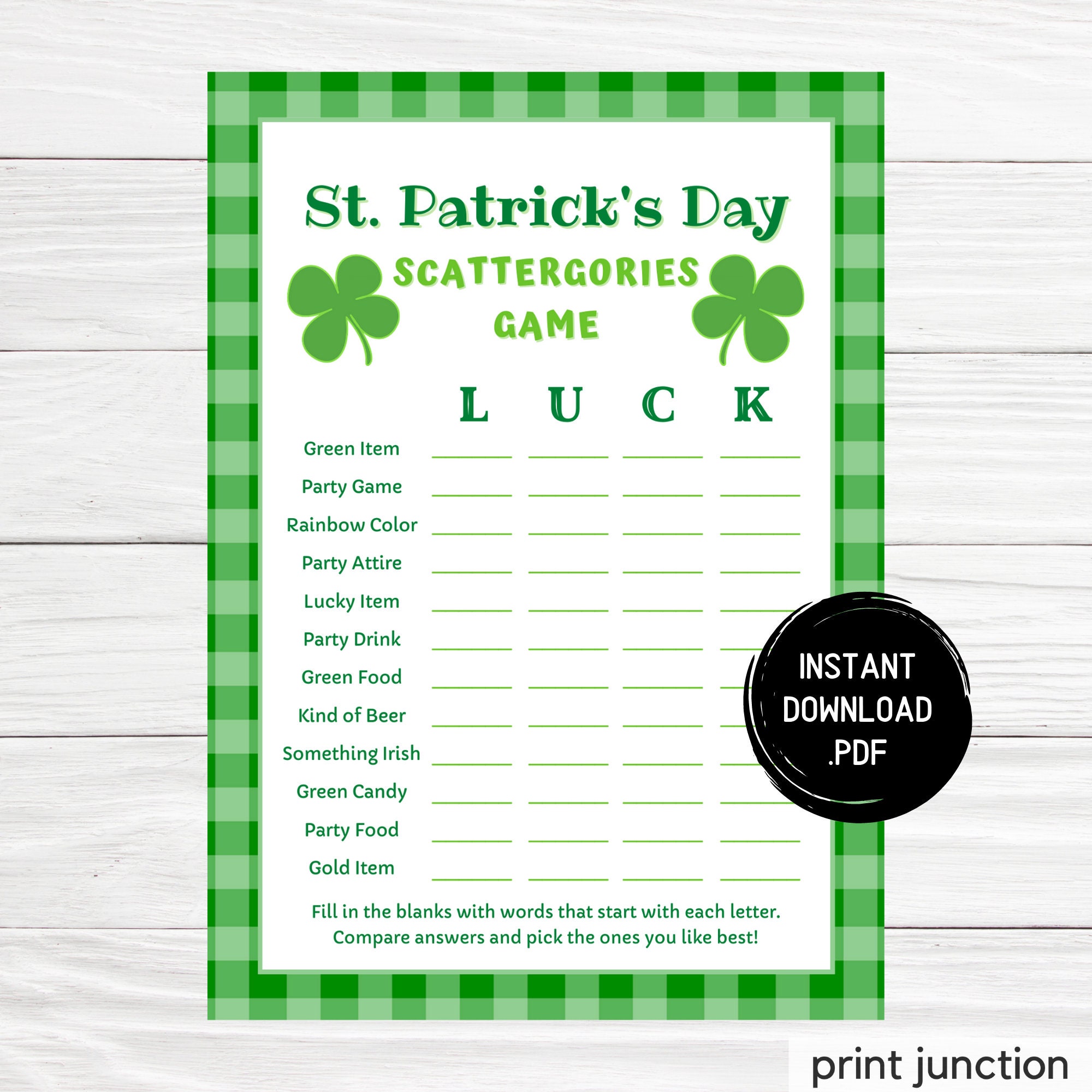 St Patricks Day Games St Pattys Day Party Games St Pats Game - Etsy Canada