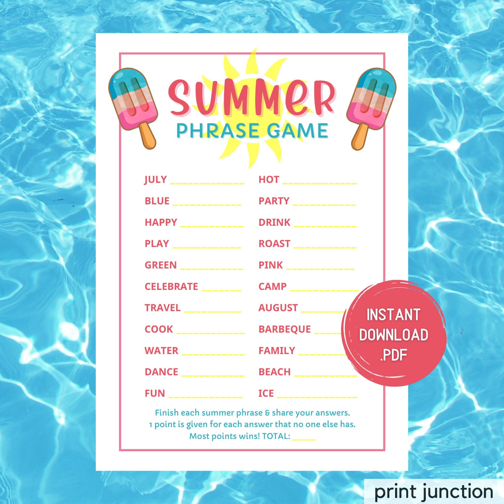 Summer Party Games, Finish the Phrase, Scattergories, Summer Fun Games ...