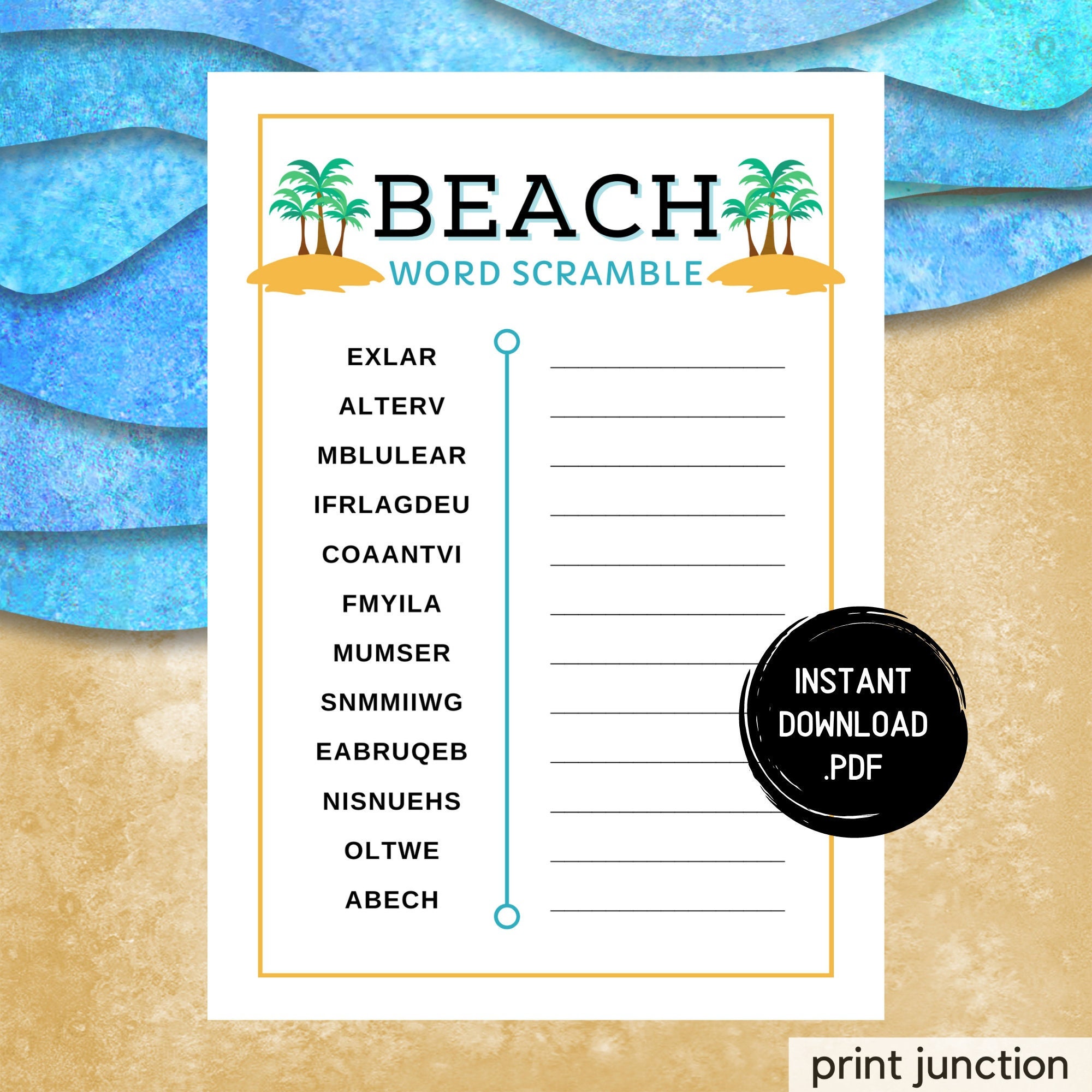 Summer Word Scramble Game, Summertime Activities, Printable Summer ...