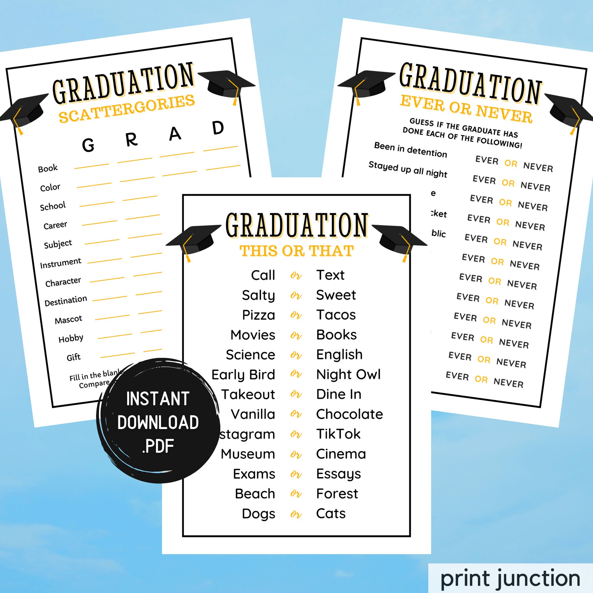 10 Graduation Games Bundle Graduation Party Games Fun Grad | Etsy