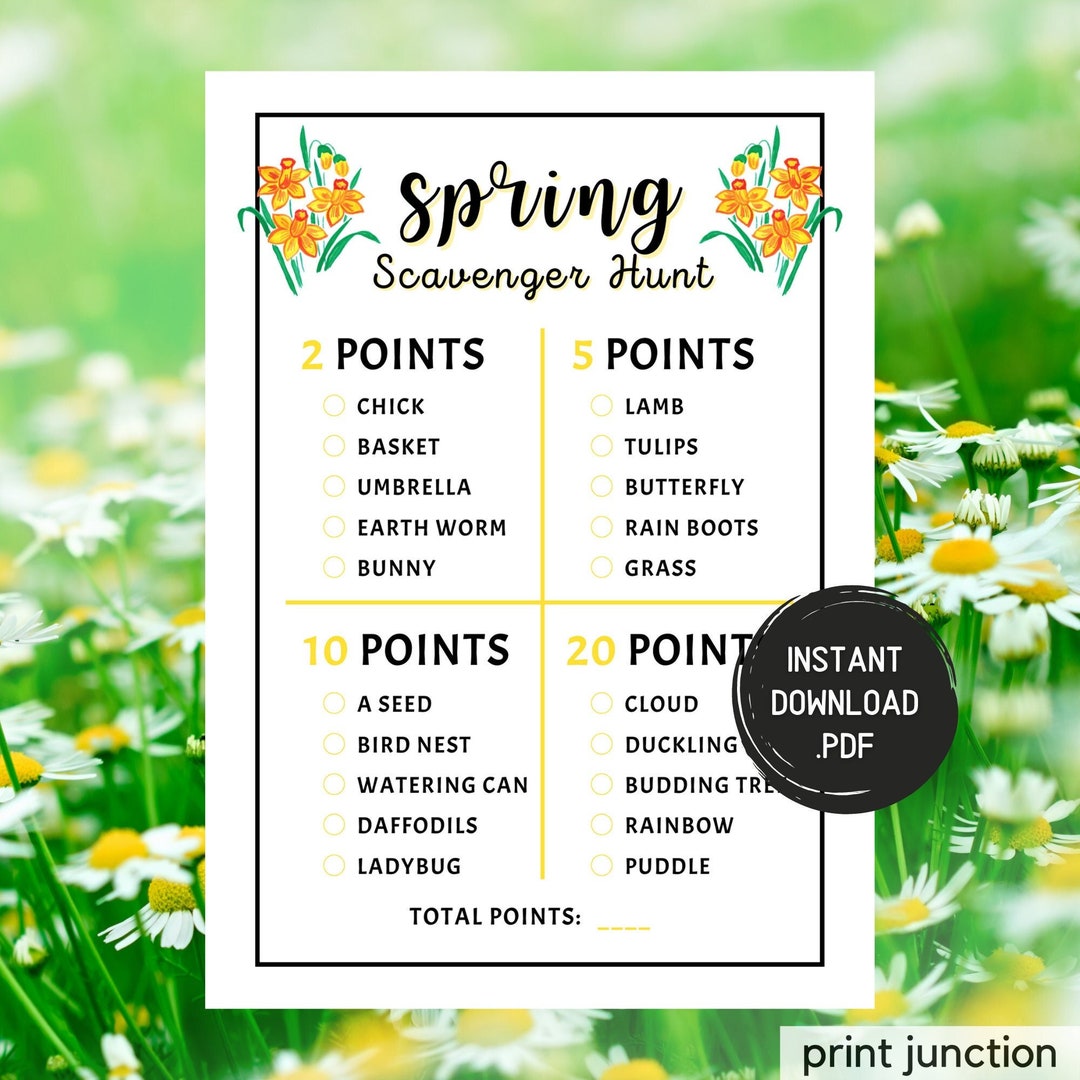 Spring Scavenger Hunt: Printable Easter Game (digital Download) - Etsy