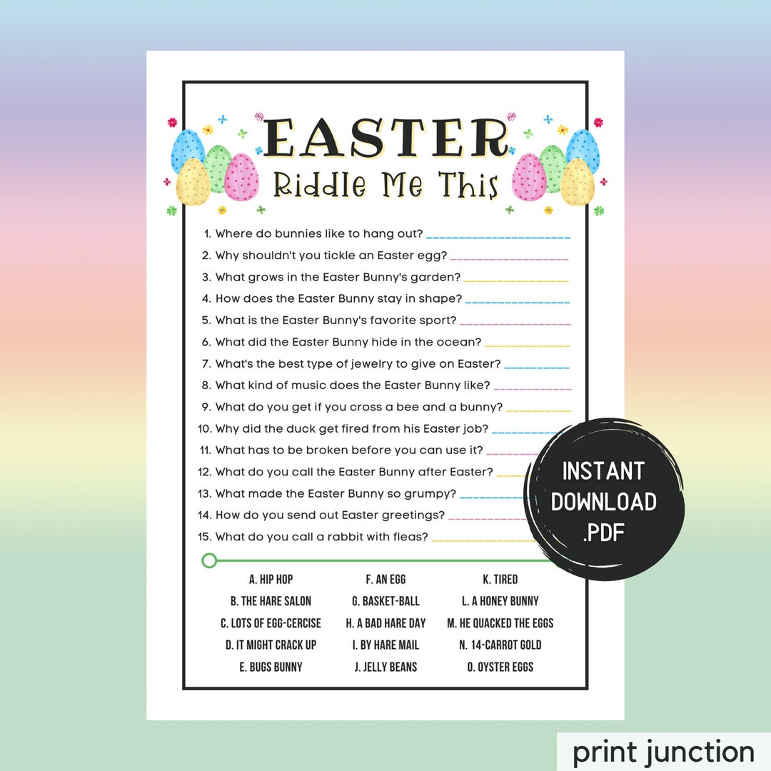 Easter Riddle Me This Trivia Game, Easter Trivia Game, Easter Printable ...