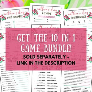 Mothers Day Games, Mothers Day Game Printable, Mothers Day Activity ...
