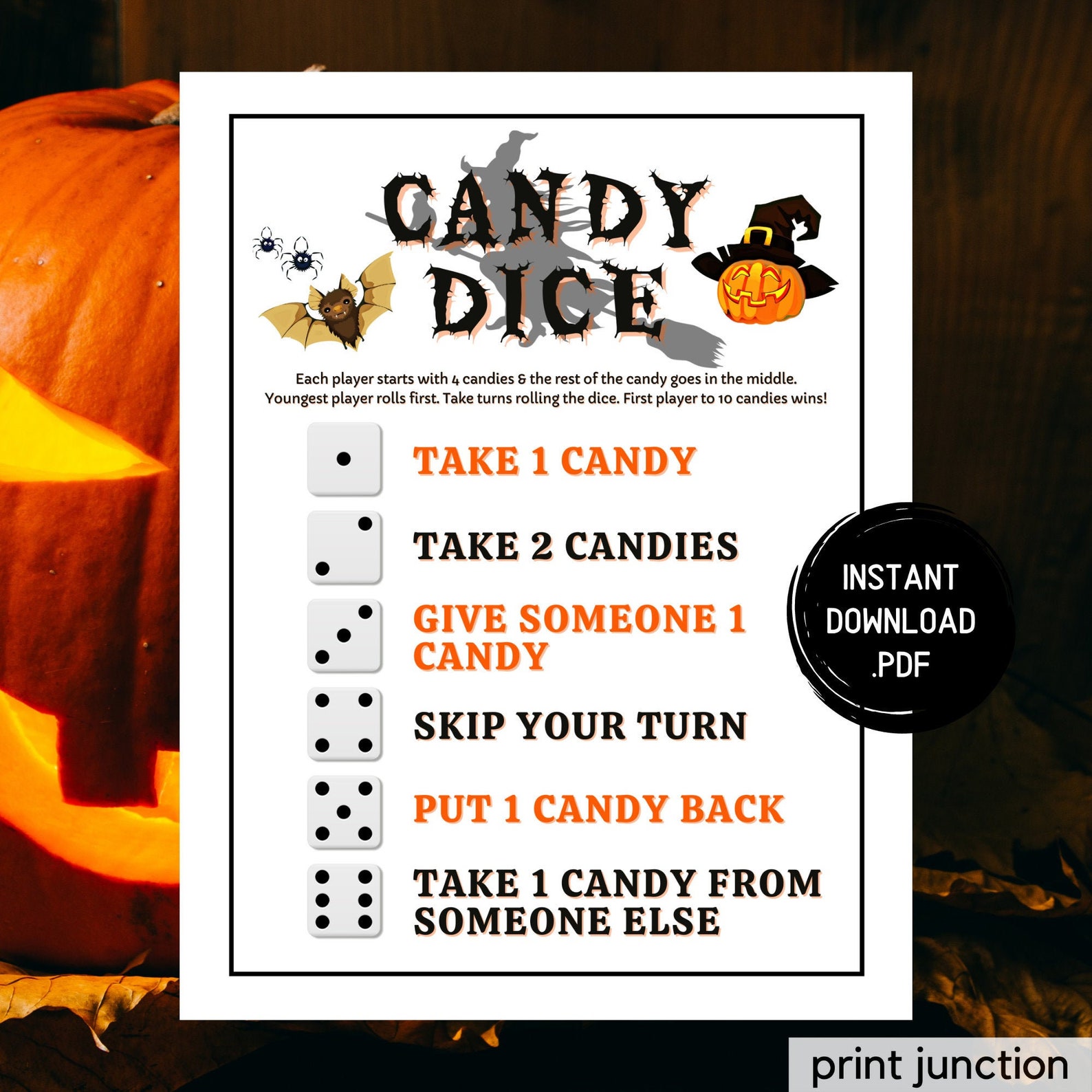 Candy Dice Game, Halloween Games, Halloween Party Games, Candy Game ...