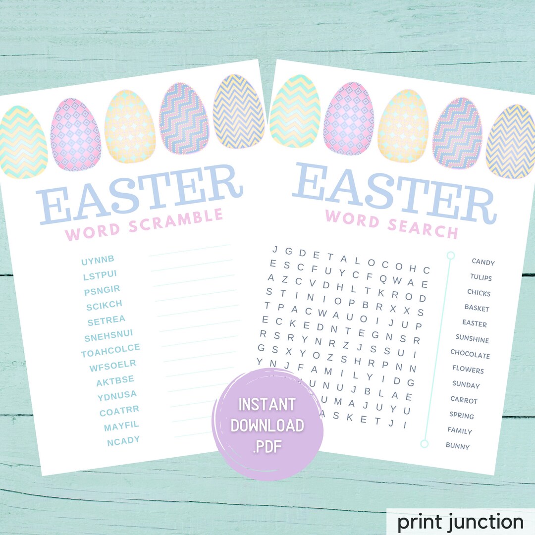 Easter Word Search & Scramble Games: Family Fun (instant Download ...