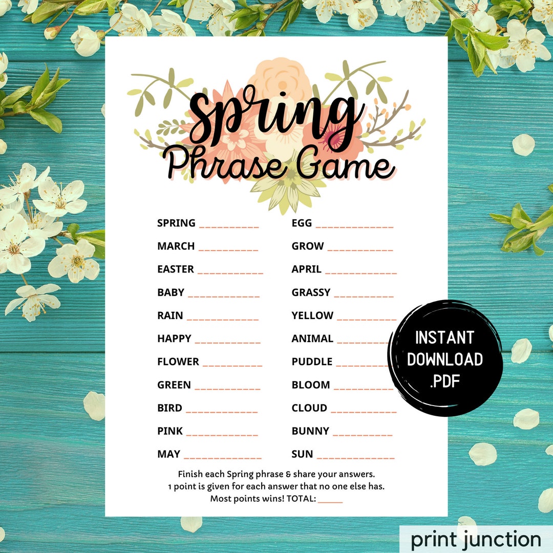 Spring Finish the Phrase Game: Printable Easter Activity (digital ...