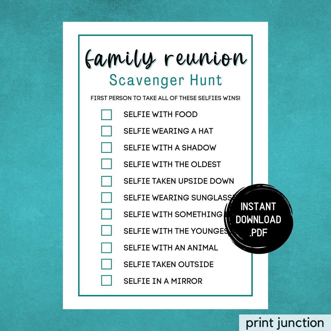 Family Reunion Selfie Scavenger Hunt Game, Family Gathering Activity ...
