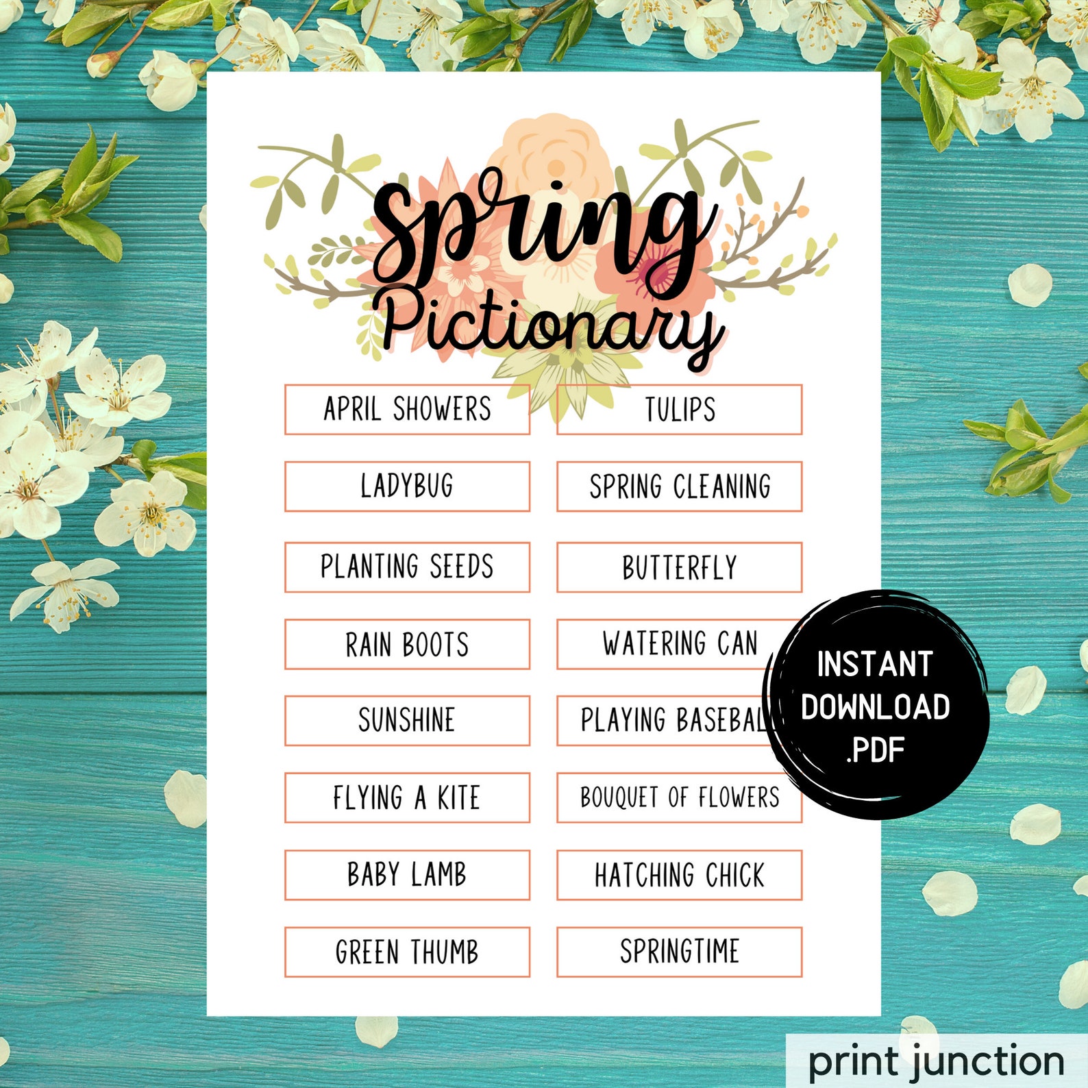 Spring Pictionary Game: Printable Party Activity (instant Download) - Etsy