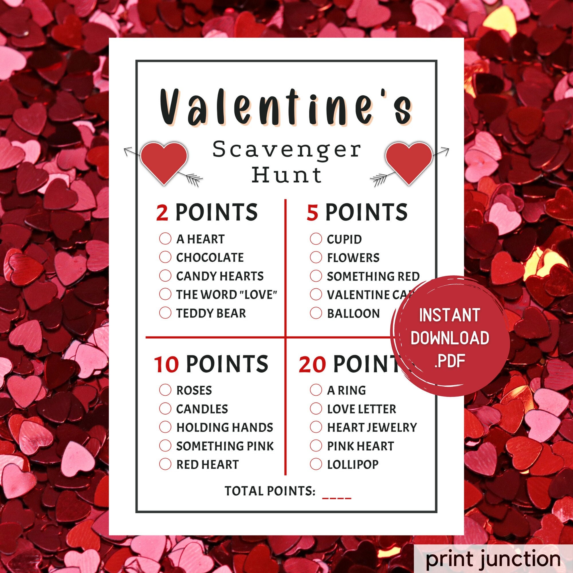 Valentines Day Scavenger Hunt Game, Valentine's Day Game, Fun Printable ...