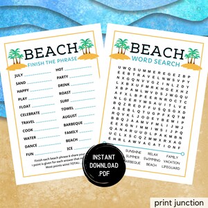 10 Beach Games Bundle, Printable Summer Games, Summertime Activities ...
