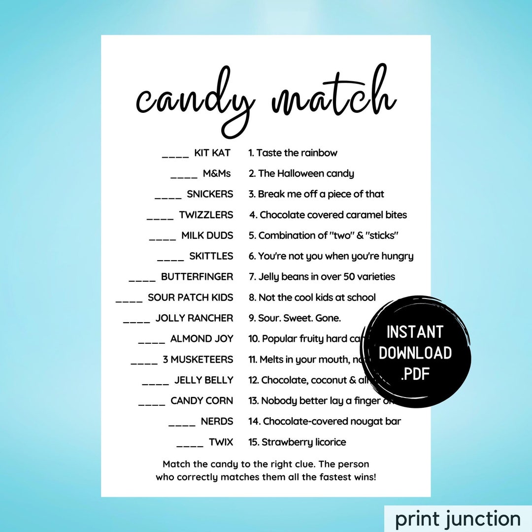 Candy Match Icebreaker Game: Office Party, Happy Hour (digital Download ...