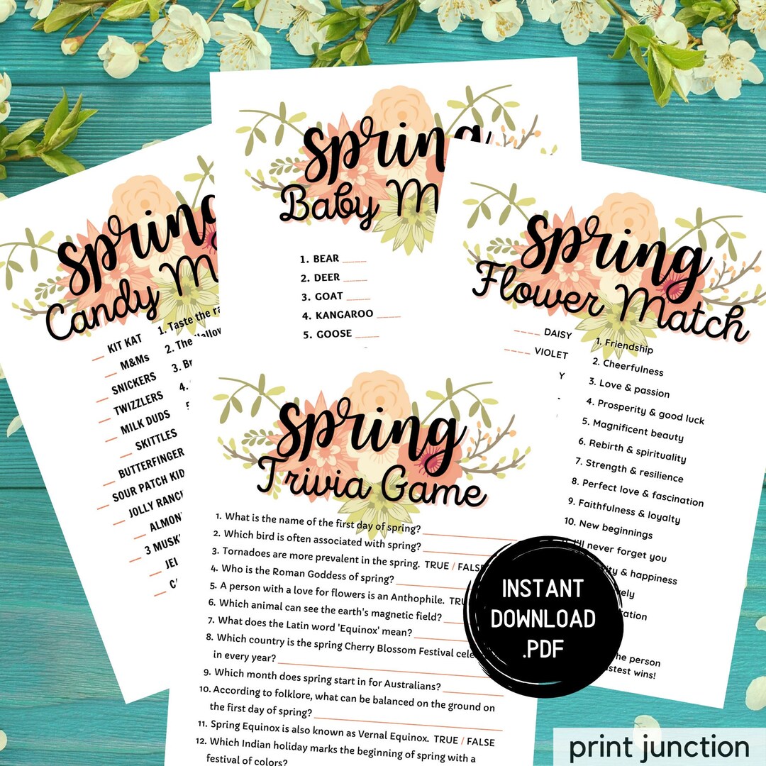 Spring Games Bundle, Spring Trivia Game Bundle, Printable Spring Games ...