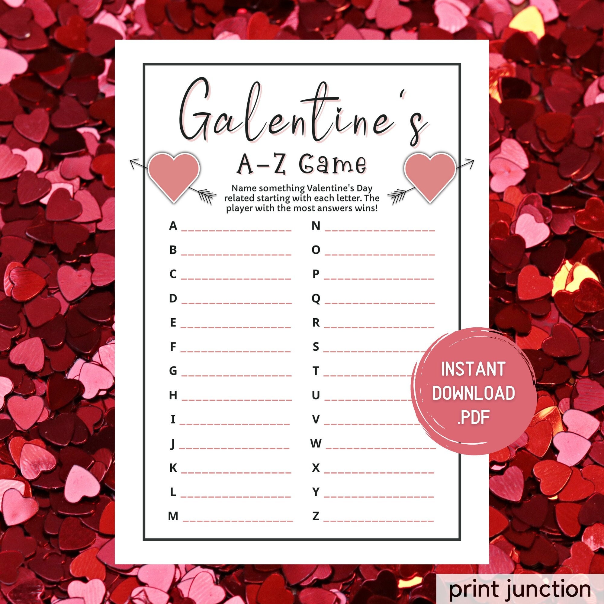 Galentines Day A to Z Game Galentine's Printable Games | Etsy