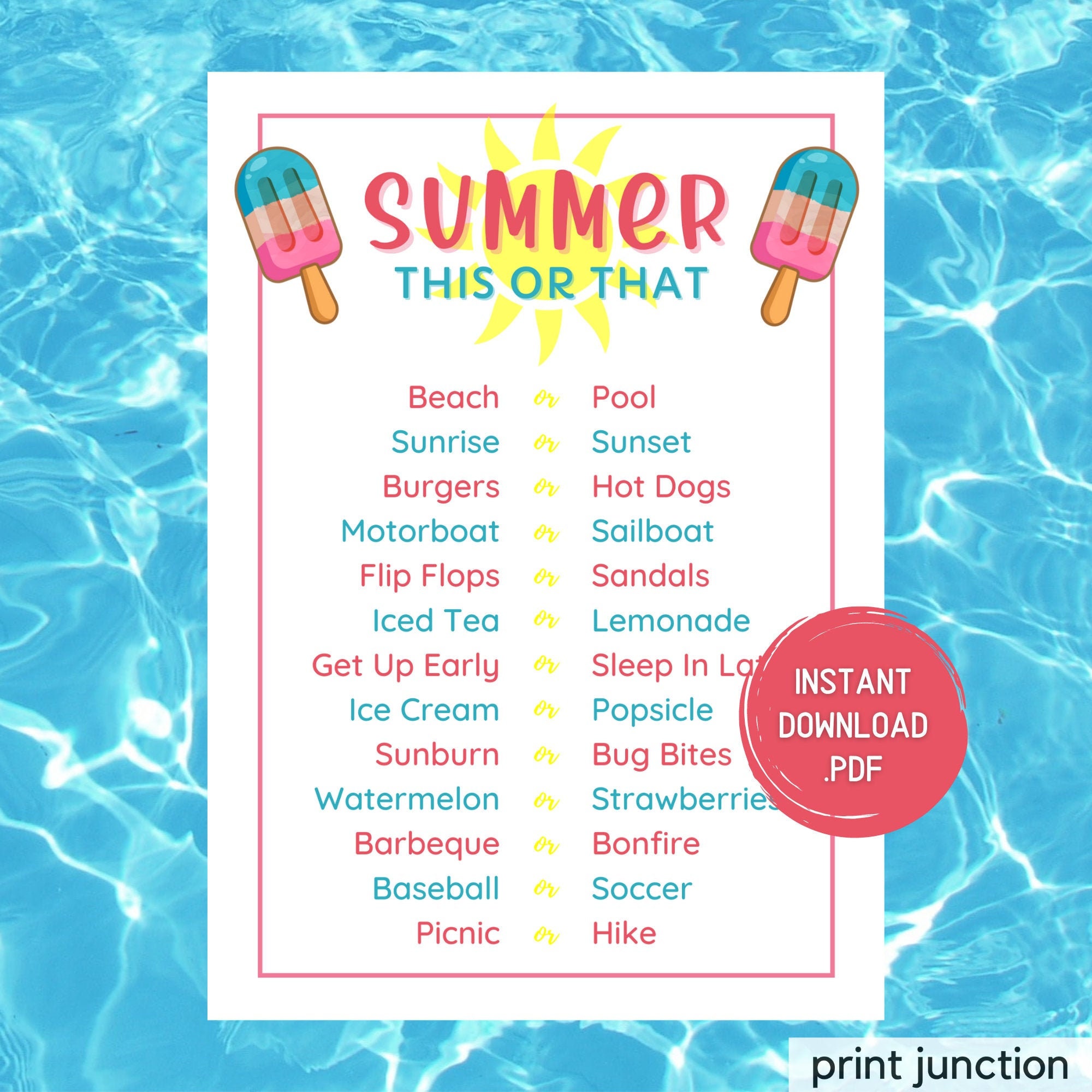 Summer Party Games This Or That Summer Games Summer Fun - Etsy België