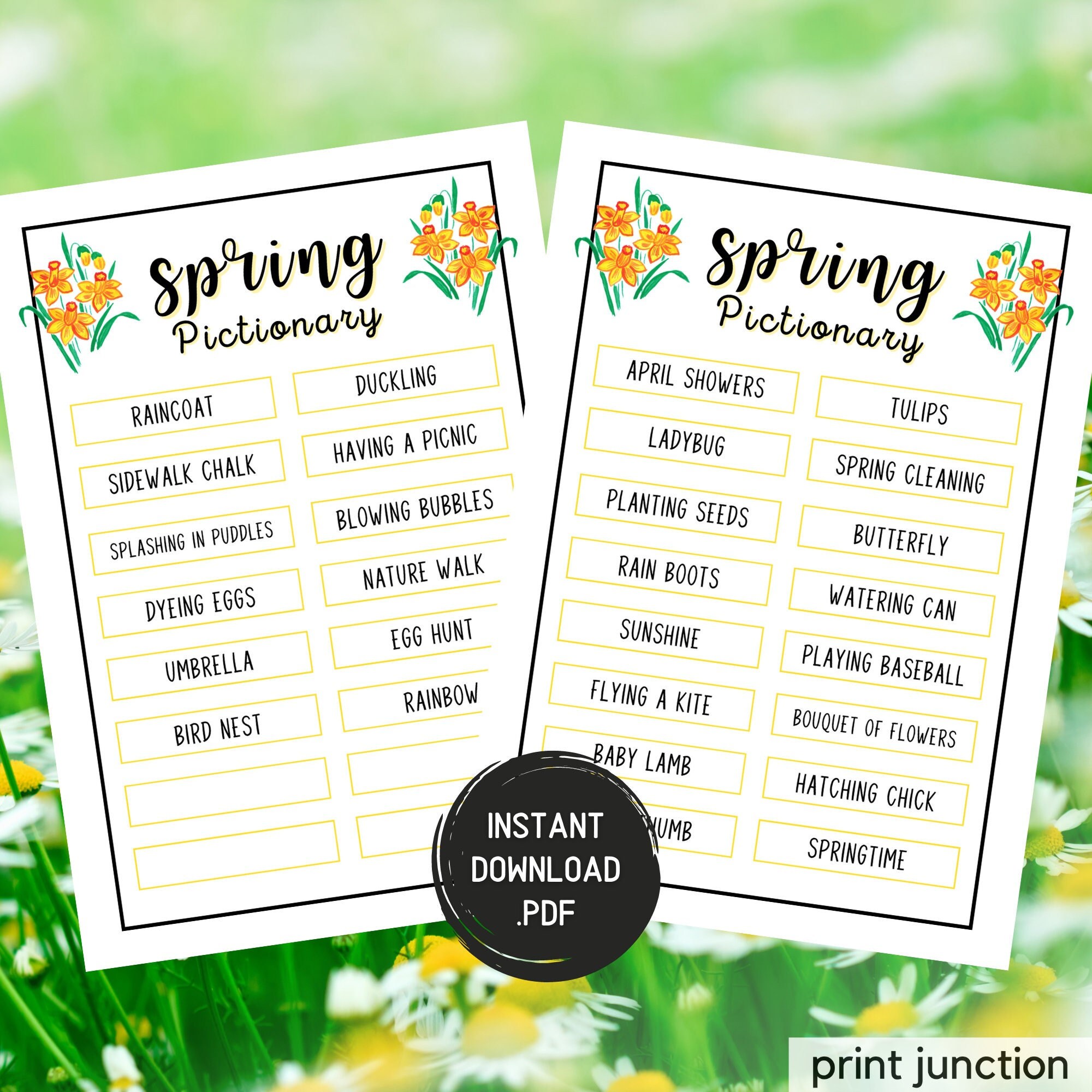 Spring Pictionary Game, Printable Spring Games, Spring Party Games ...