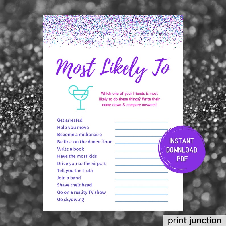 Most Likely To Game Party Games Fun Birthday Party Game Most Likely To