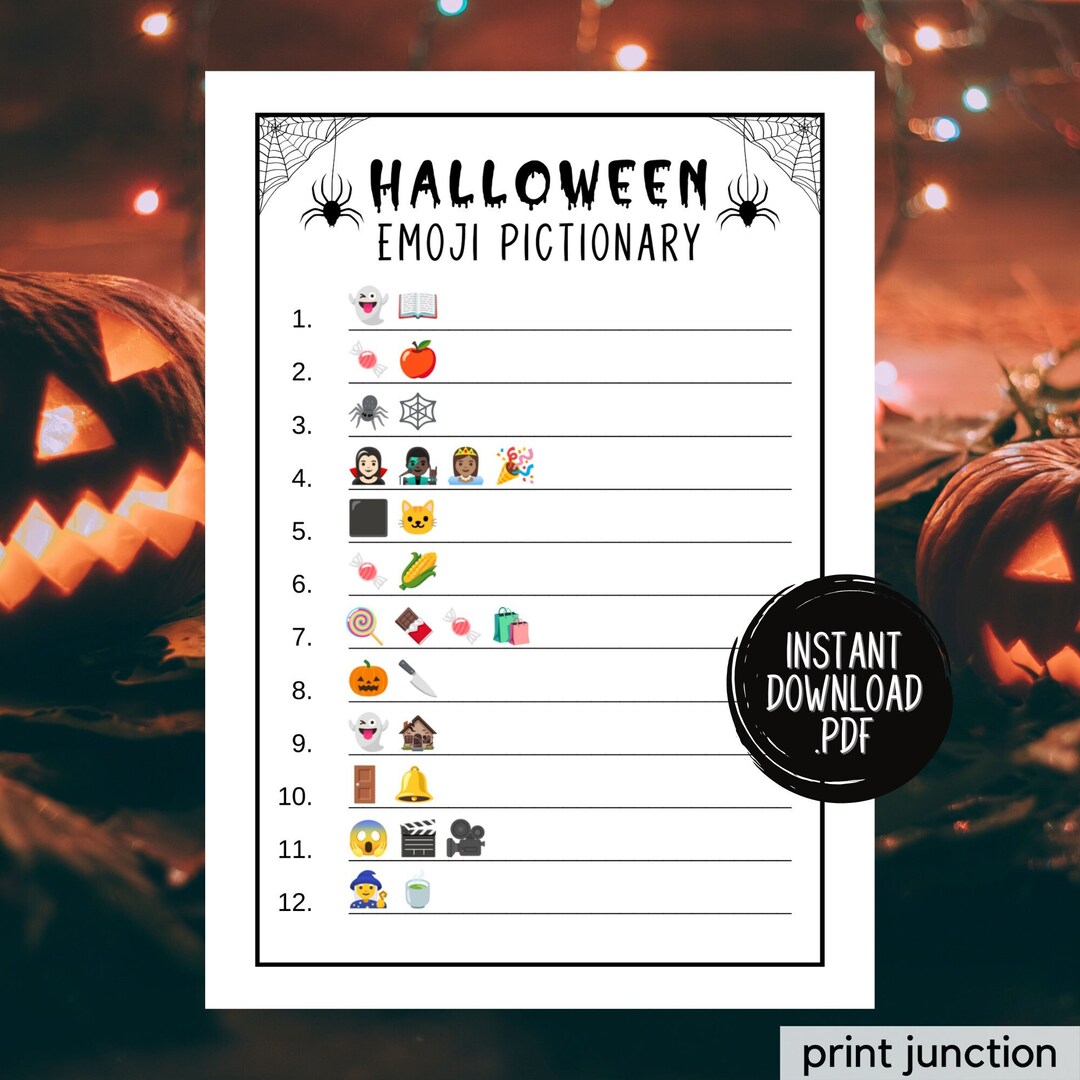 Halloween Emoji Pictionary Party Game, Emoji Game, Halloween Picture ...