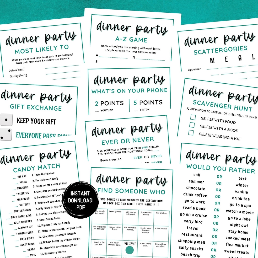 Dinner Party Game Bundle, Printable Dinner Party Games, Dinner Games ...