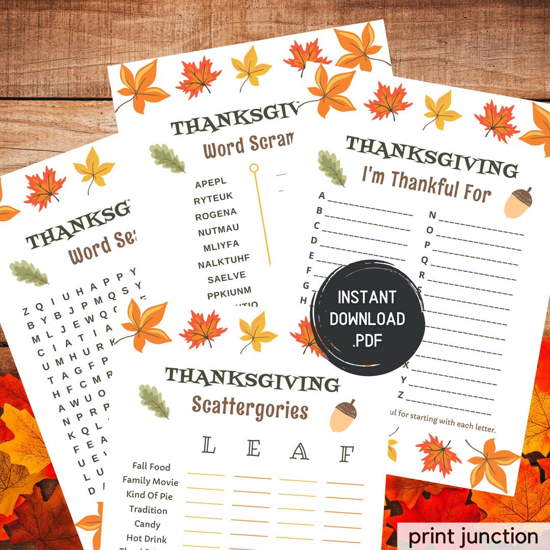 Thanksgiving Games Bundle, Fall Party Game, Printable Fall Family Games ...