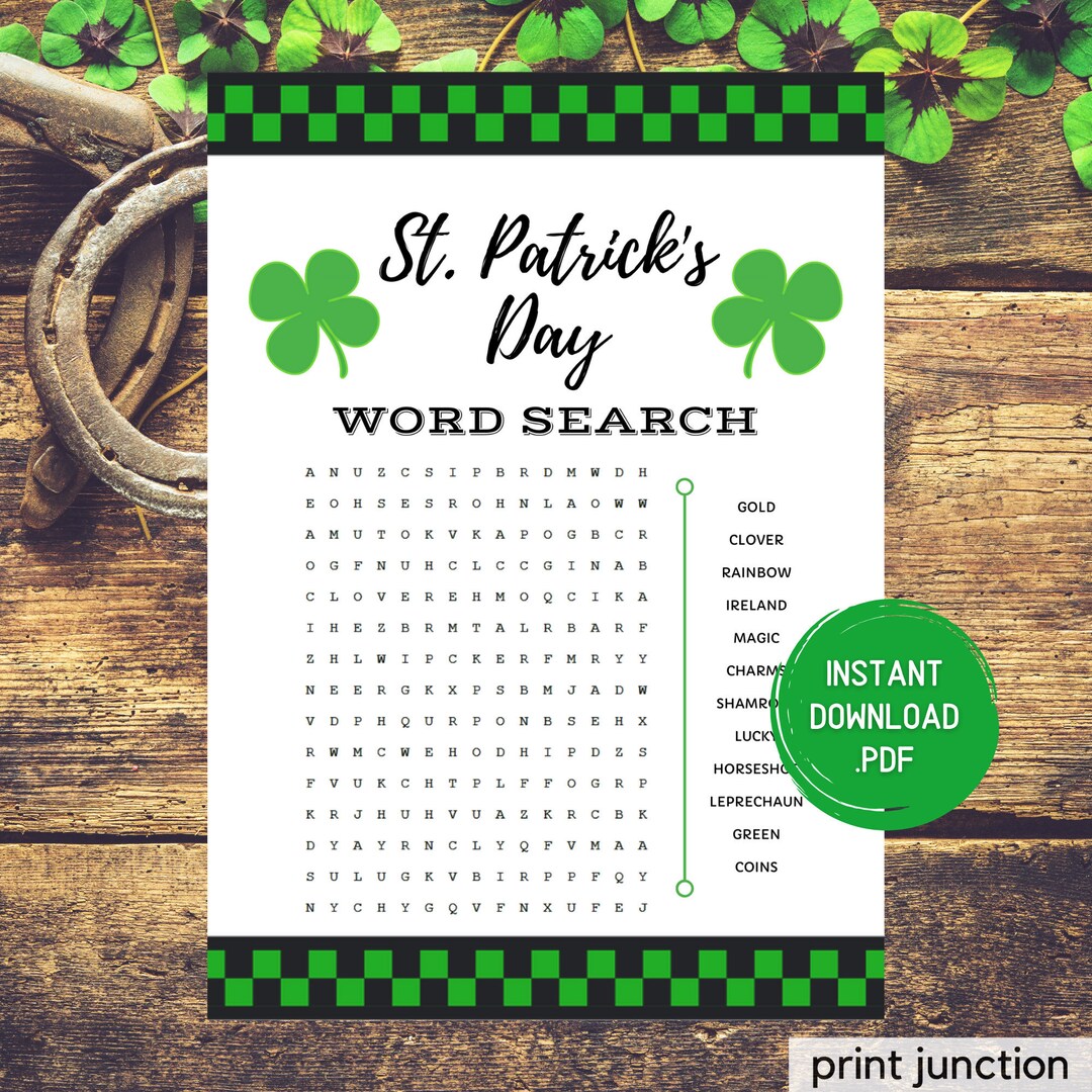 Printable St Patricks Day Word Search, St Pattys Classroom Game ...