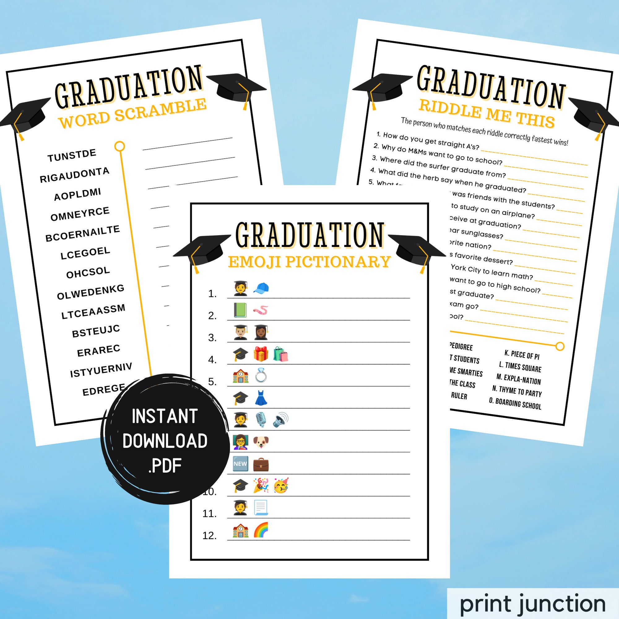 10 Graduation Games Bundle Graduation Party Games Fun Grad - Etsy