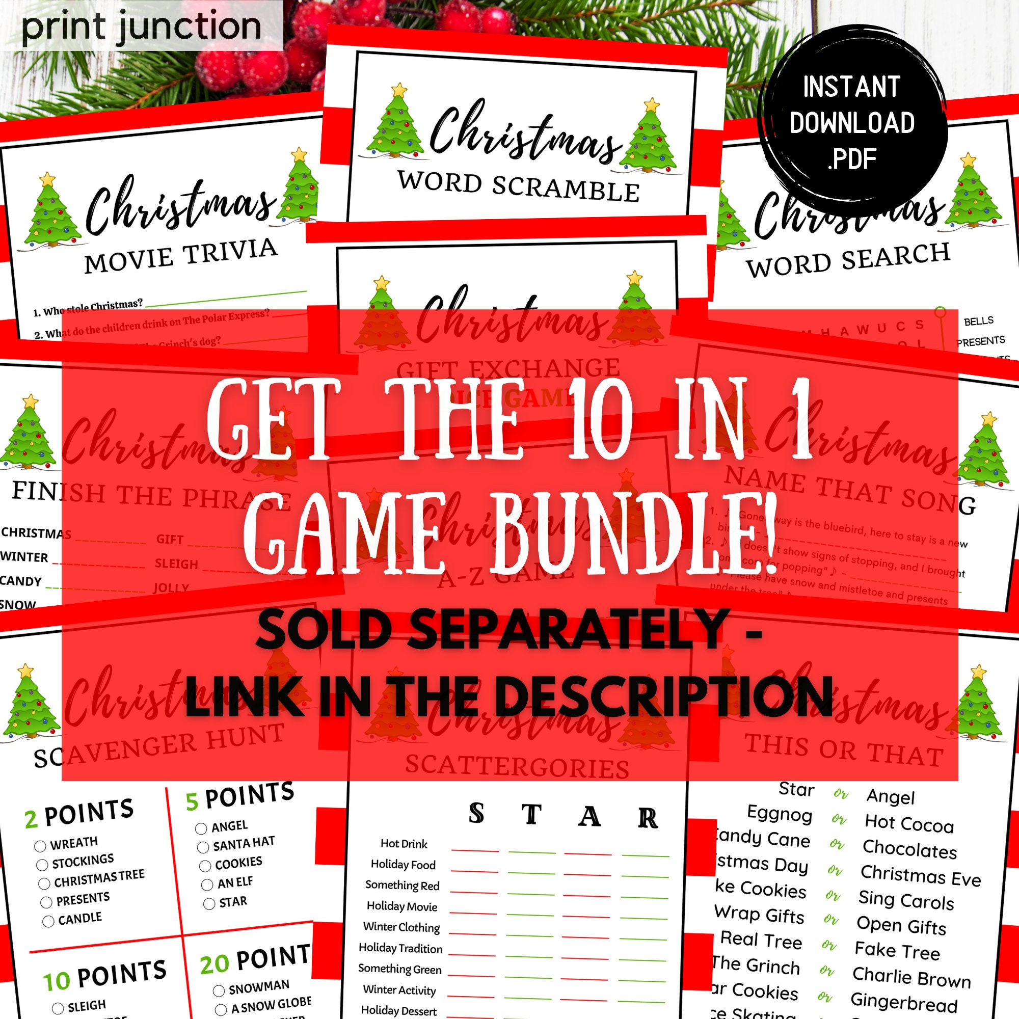 Christmas Word Scramble Printable Christmas Game Holiday Game Christmas ...