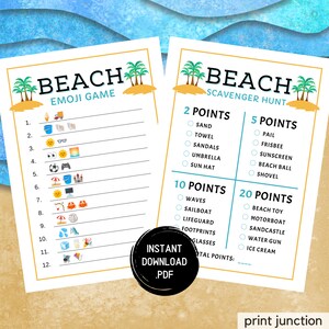 10 Beach Games Bundle, Printable Summer Games, Summertime Activities ...