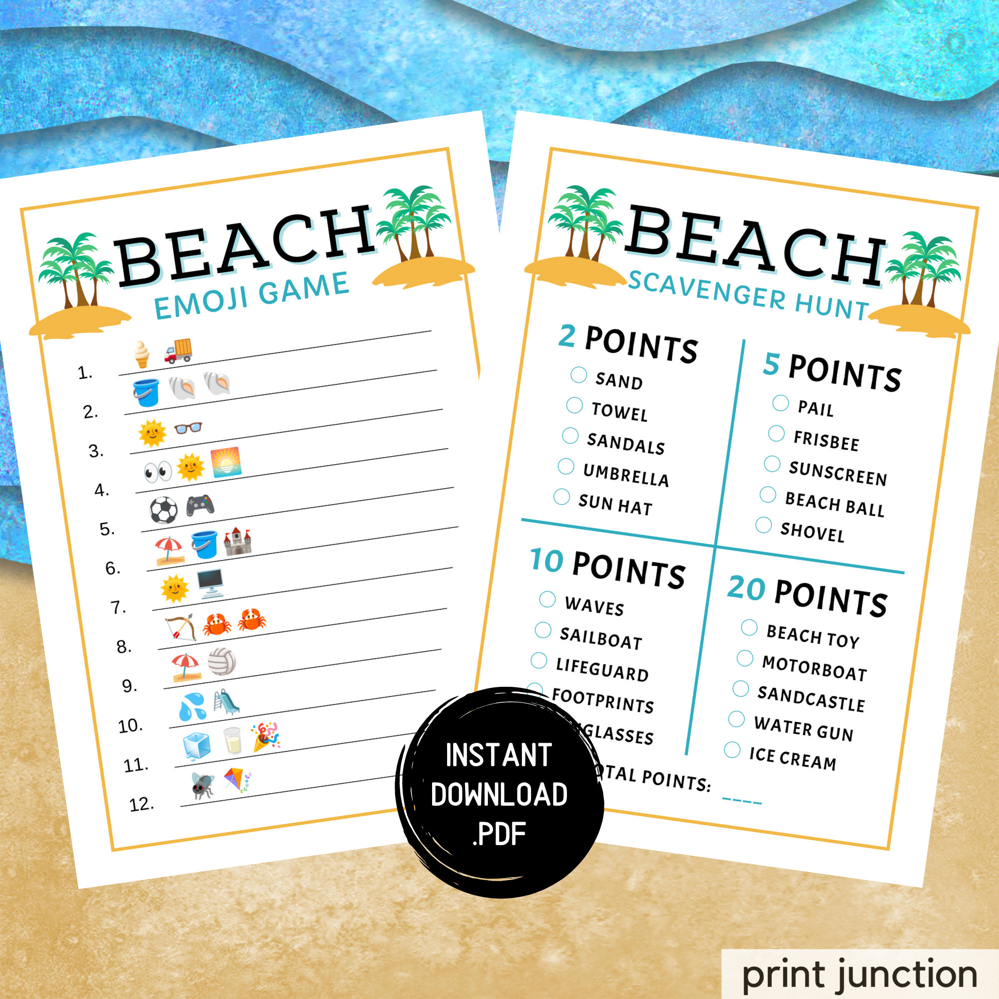 10 Beach Games Bundle, Printable Summer Games, Summertime Activities ...