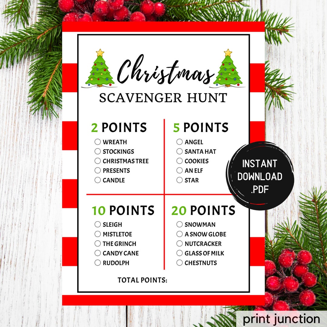 Christmas Scavenger Hunt Game, Printable Holiday Activity, Christmas ...