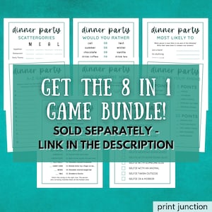 Dinner Party Game Bundle, Printable Dinner Party Games, Dinner Games ...