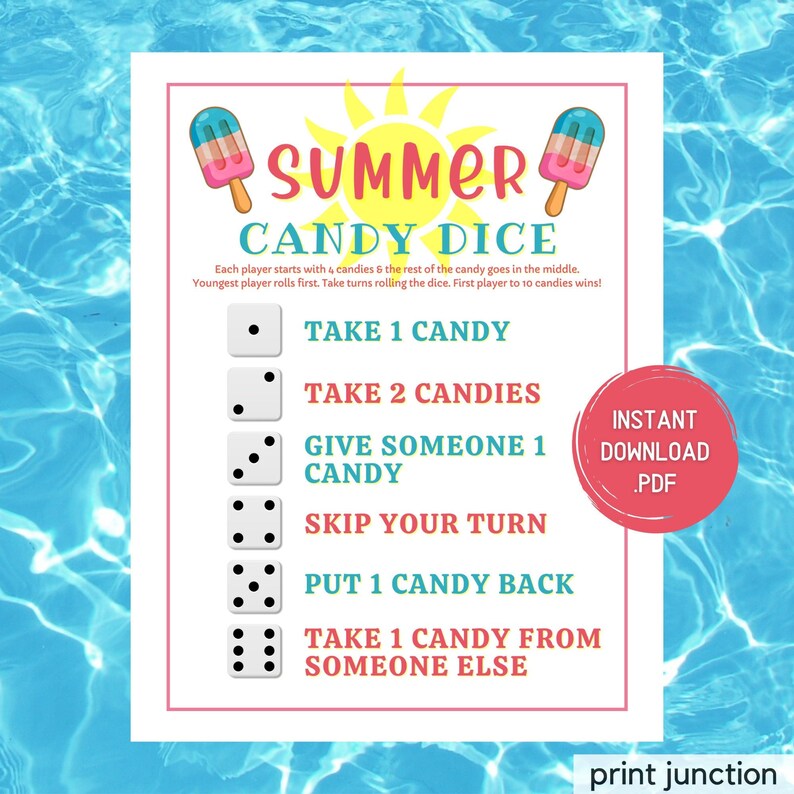 Candy Dice Game, Summer Games, Summer Party Games, Candy Game, Kids ...