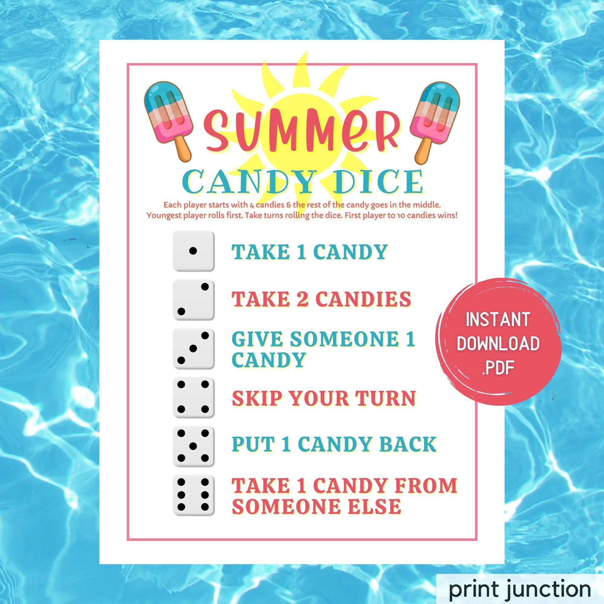 Candy Dice Game, Summer Games, Summer Party Games, Candy Game, Kids ...