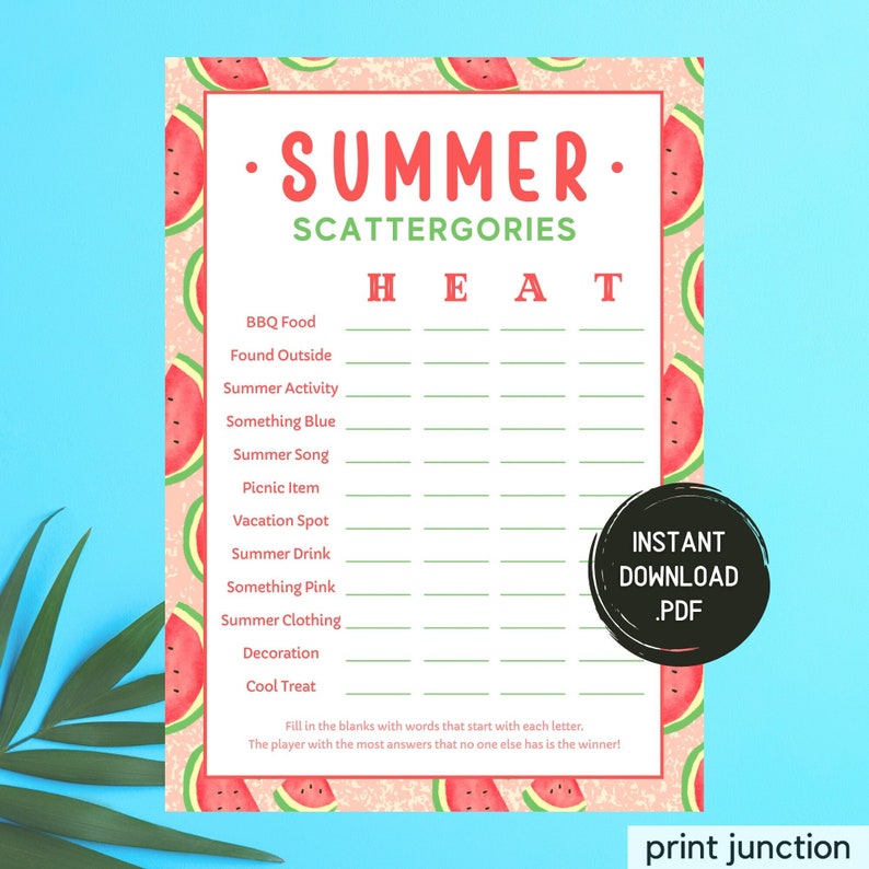 Summer Scattergories, Summer Games, Summer Fun Games, Summer Party ...