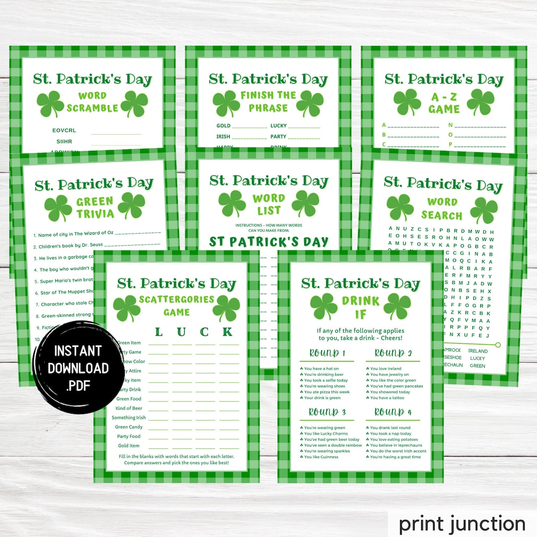St Patricks Day Games, St Pattys Day Party Games, St Pats Game Pack ...