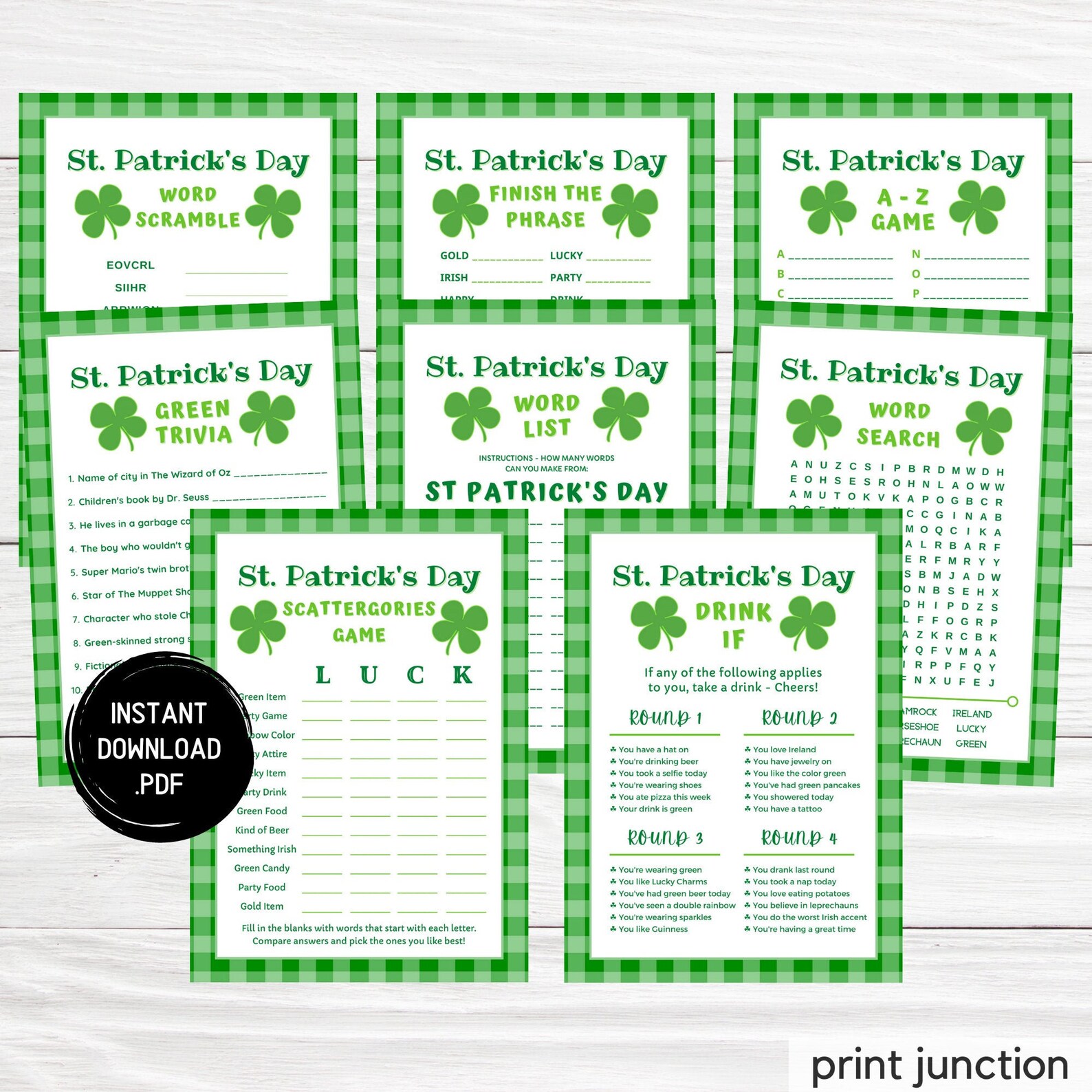St Patricks Day Games, St Pattys Day Party Games, St Pats Game Pack ...