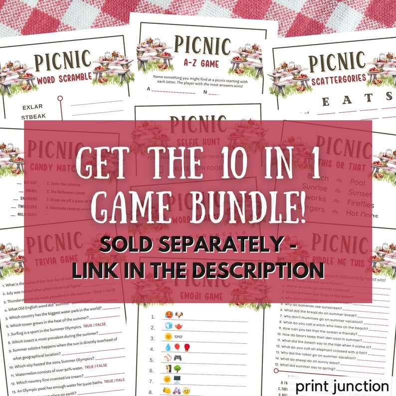 Picnic A-Z Game: Summer Family Reunion Activity (digital Download) - Etsy