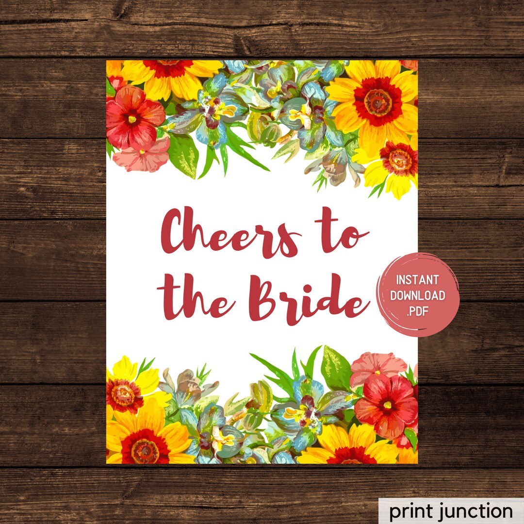 Cheers to the Bride Sign, Printable Bridal Shower Sign, Wedding Shower ...