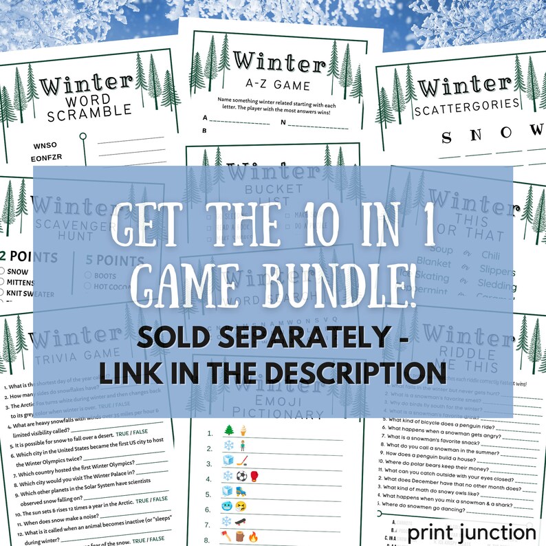 Winter Riddle Trivia Game, Printable Holiday Activity, Winter Games ...