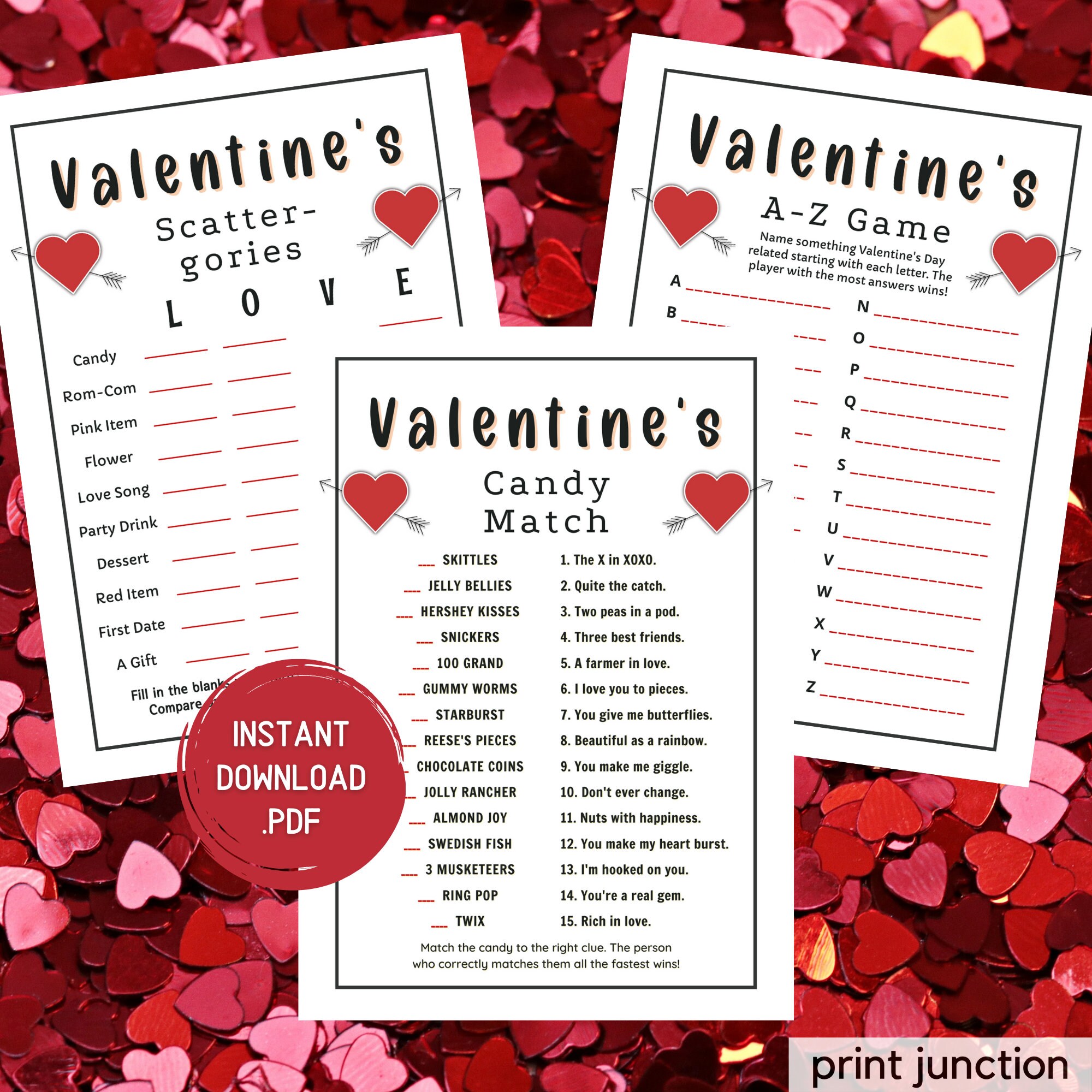 Valentine's Day Games Bundle, Printable Party Games, Valentine's Party ...