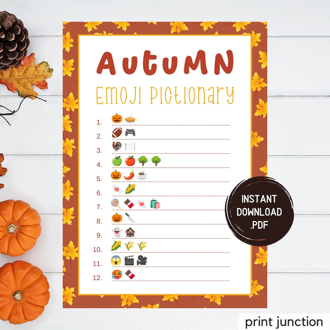 Autumn Emoji Pictionary, Printable Fall Party Games, Fall Activities ...