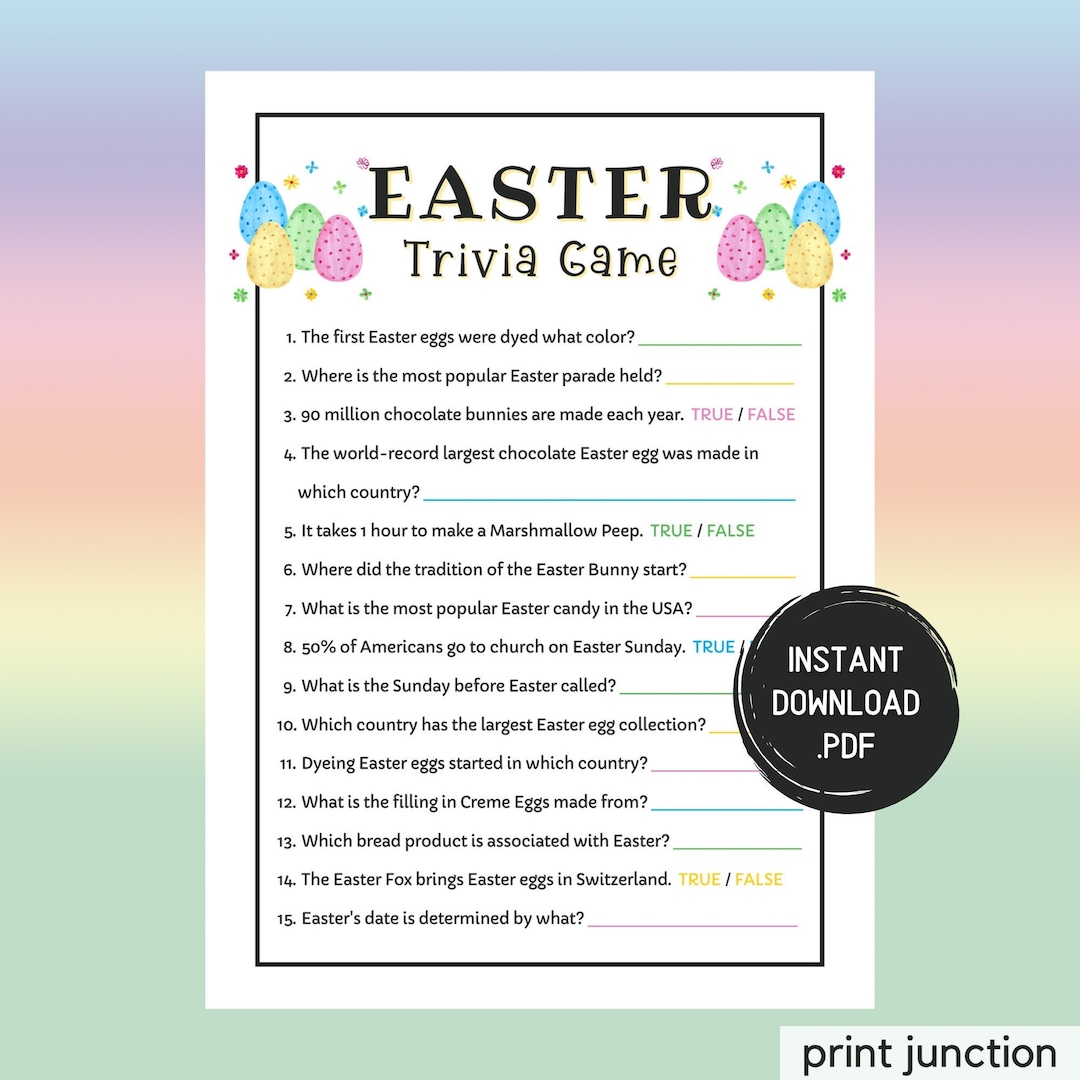 Easter Trivia Game, Printable Easter Games, Easter Activities, Fun ...